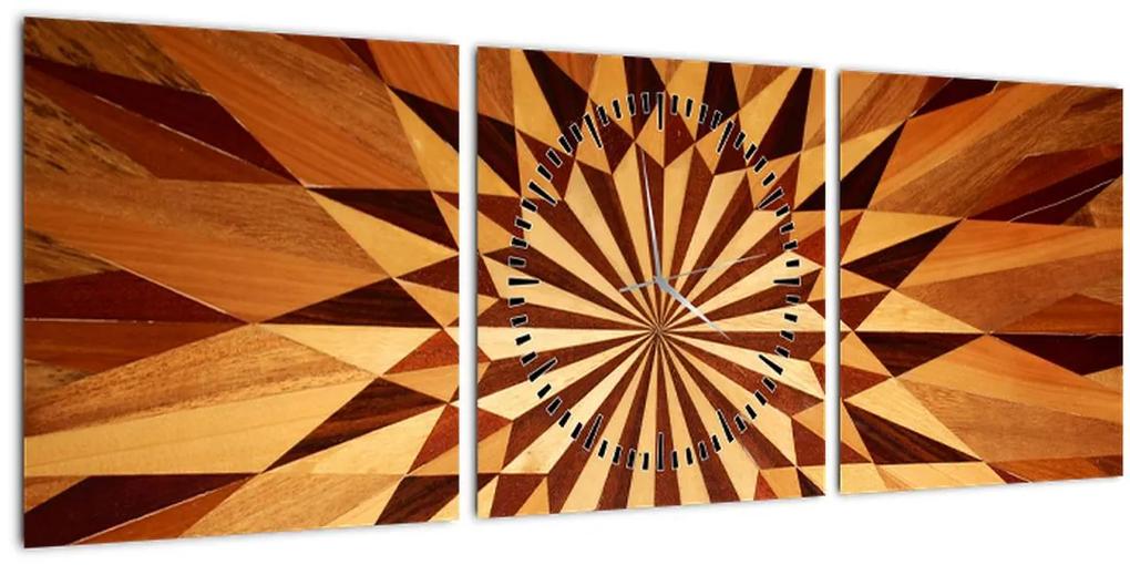Obraz - Dřevěná koláž (s hodinami) (90x30 cm)