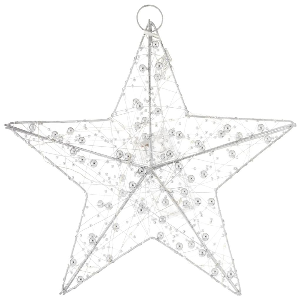 Dekorace stříbrná hvězda s LED osvětlením 146992