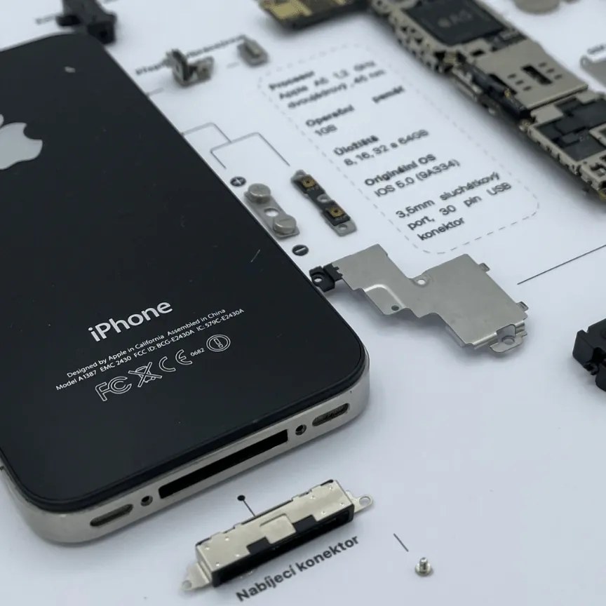 Obraz, Apple iPhone 4S černý Bílá