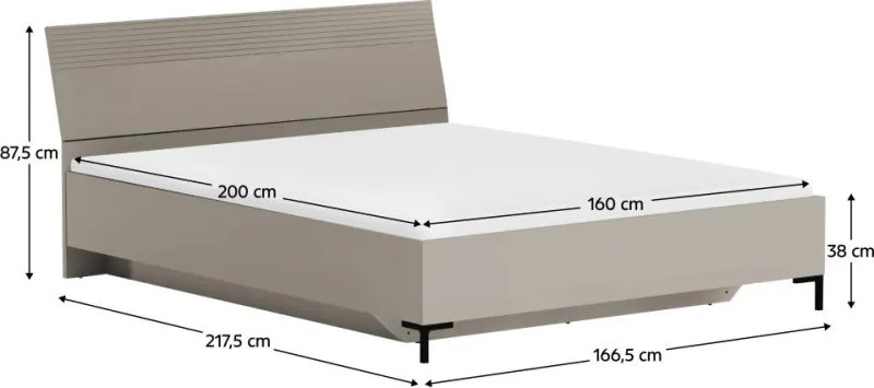 Manželská postel DOMCA, 160x200, šedohnědá Taupe Kondela 0000409204