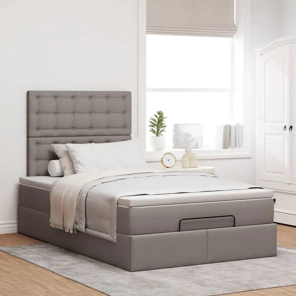 Osmanský rám postele s matrací taupe 120x200cm textil 3313317