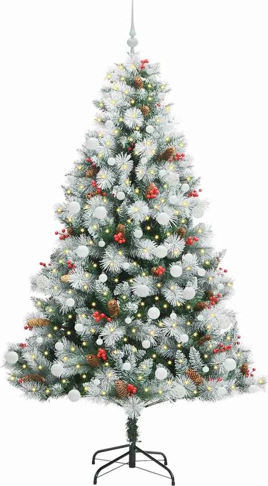 Umělý vánoční stromeček Zelená a bílá 210 cm PVC, kov a plast 3395191