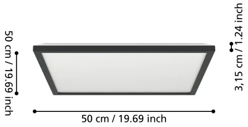 Eglo 901457 -LED St. koupel. svítidlo ROVITO-R 17W/230V 50x50 cm IP44 černá + DO