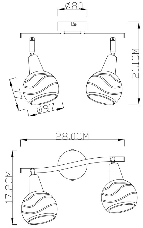 GLOBO ELLIOTT 54341-2 Nástěnné svítidlo