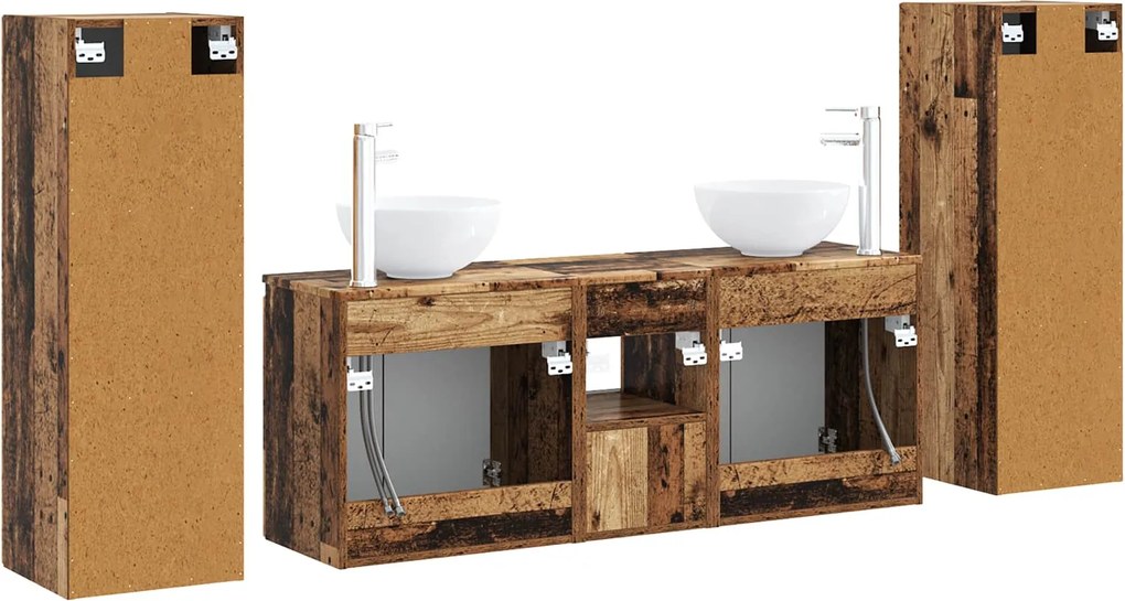 Sada koupelnového nábytku 5 ks Staré dřevo 33 x 34,5 x 100 cm 3405991