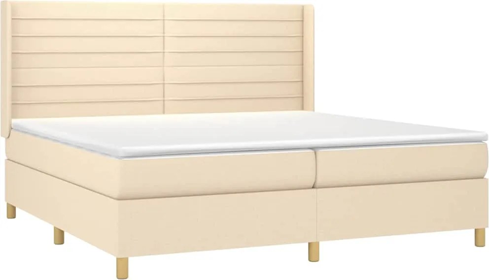 Box spring postel s matrací krémová 200x200 cm textil 3132102