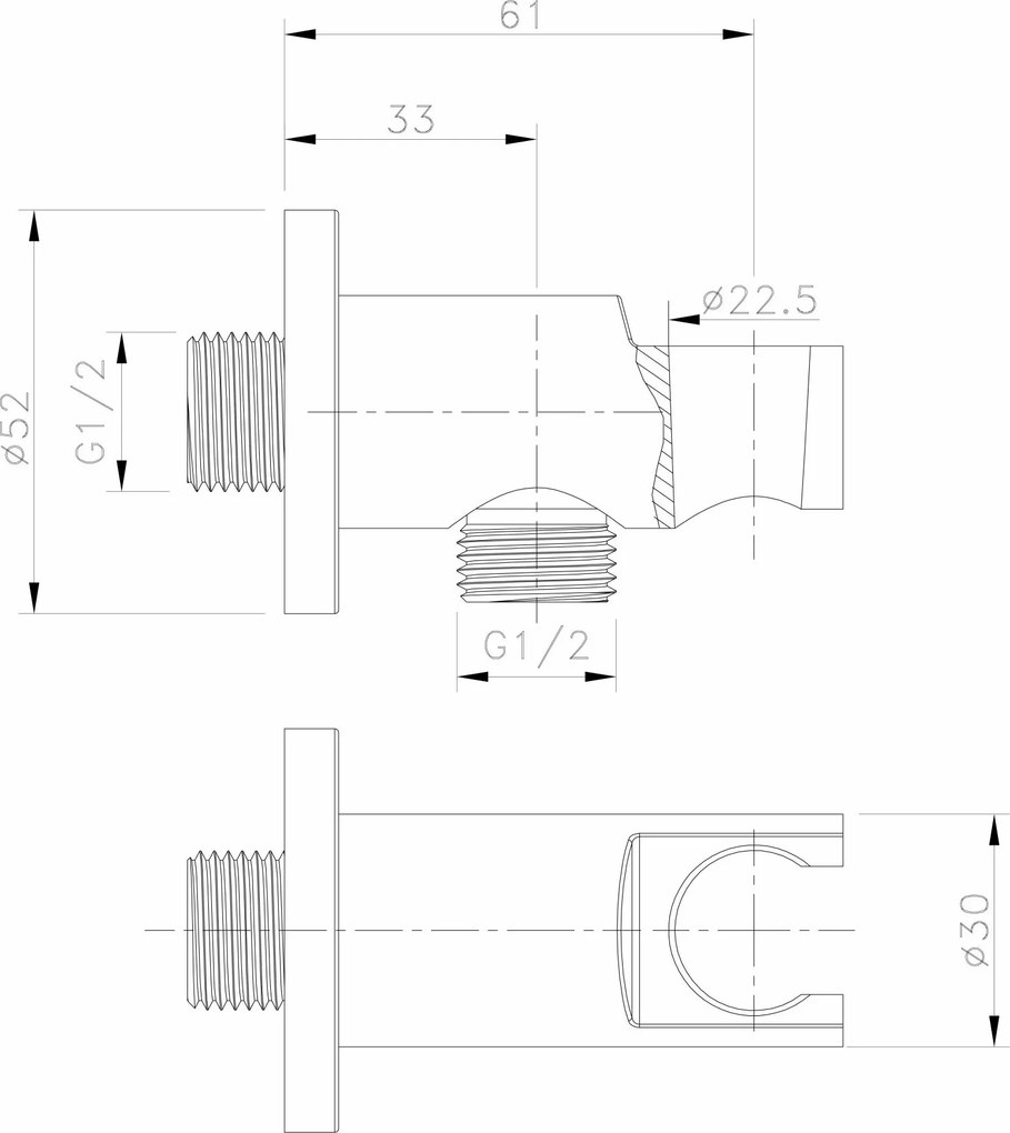 Sapho Držák sprchy kulatý, pevný, s vyústěním, černá mat 1205-09B