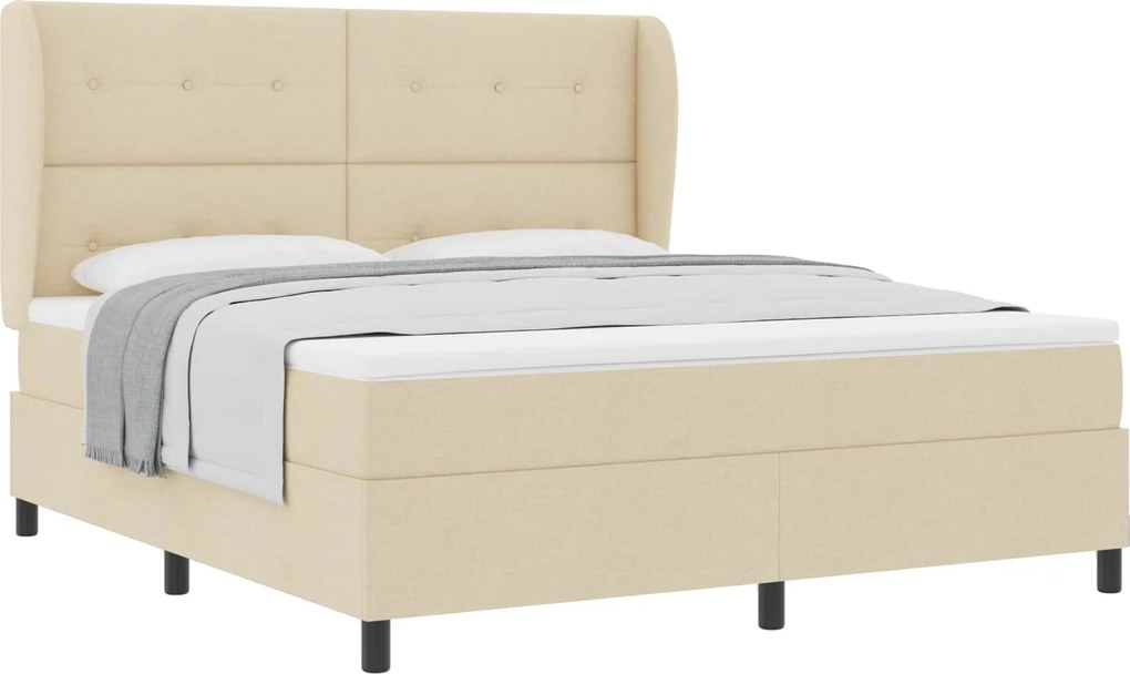Postel s boxspringem s čelo Krémová 180 x 200 cm textil 3340583
