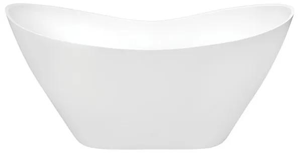 Besco Volně stojící vana z litého mramoru Viya Matt 160x70 (170x71) Barva: Bílá, Rozměry (cm): 158x70,5, Typ a barva výpustě: Click-Clack s horním čištěním, černá