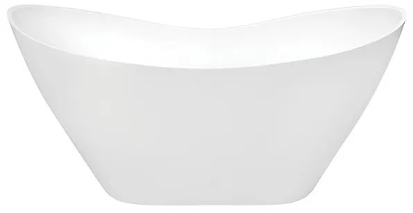 Besco Volně stojící vana z litého mramoru Viya Matt 160x70 (170x71) Barva: Bílá, Rozměry (cm): 168x71,5, Typ a barva výpustě: Click-Clack s horním čištěním, černá