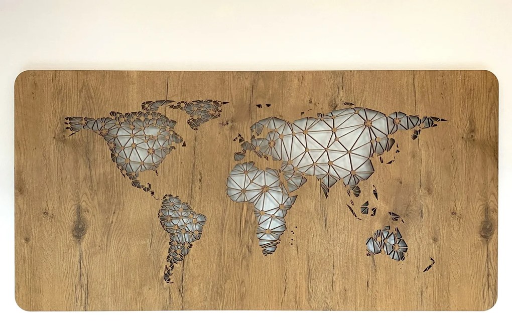 Li-Go "Mapa světa" světelný obraz 230V 120x60cm provedení povrchu: dub světlý