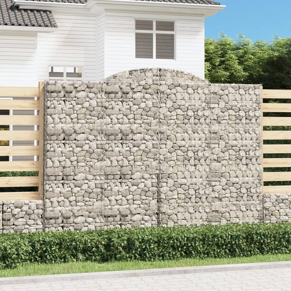 Klenuté gabionové koše 2 ks 300x50x220/240cm pozinkované železo 3146809