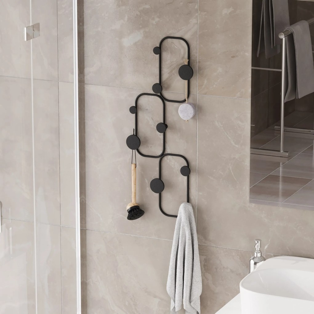 Nástěnný kovový věšák Lizzard 28 cm černý