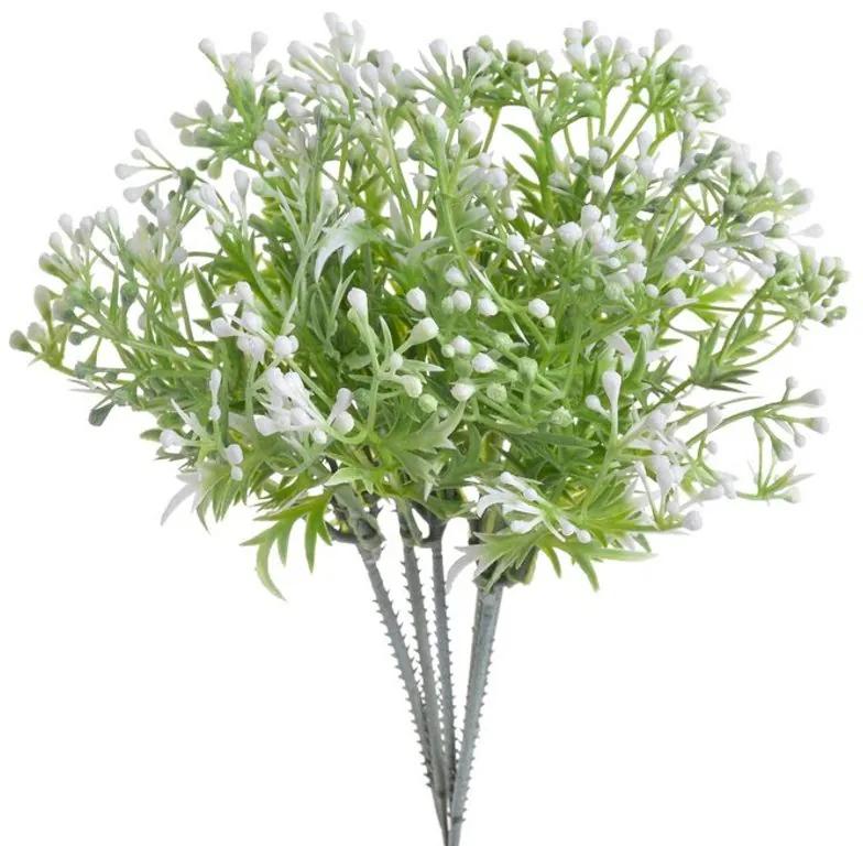 Umělá rostlina s bílými pupeny - zelená/bílá