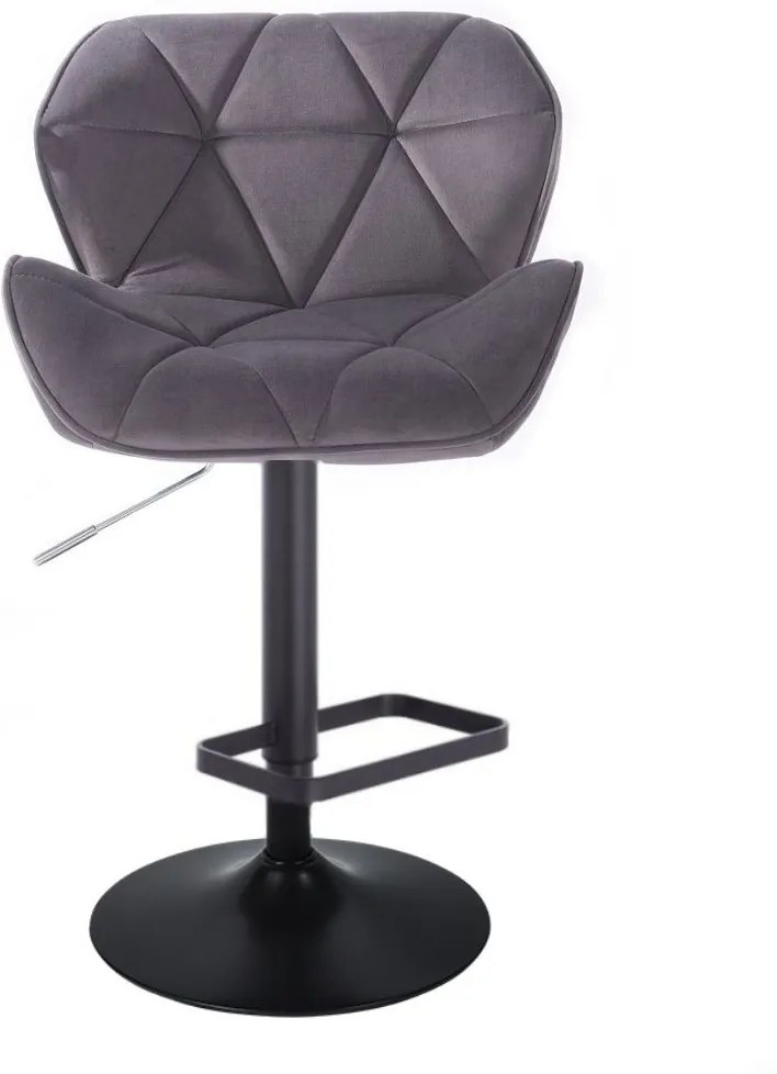 LuxuryForm DESIGN Barová židle MILANO VELUR na černé kulaté podstavě - tmavě šedá