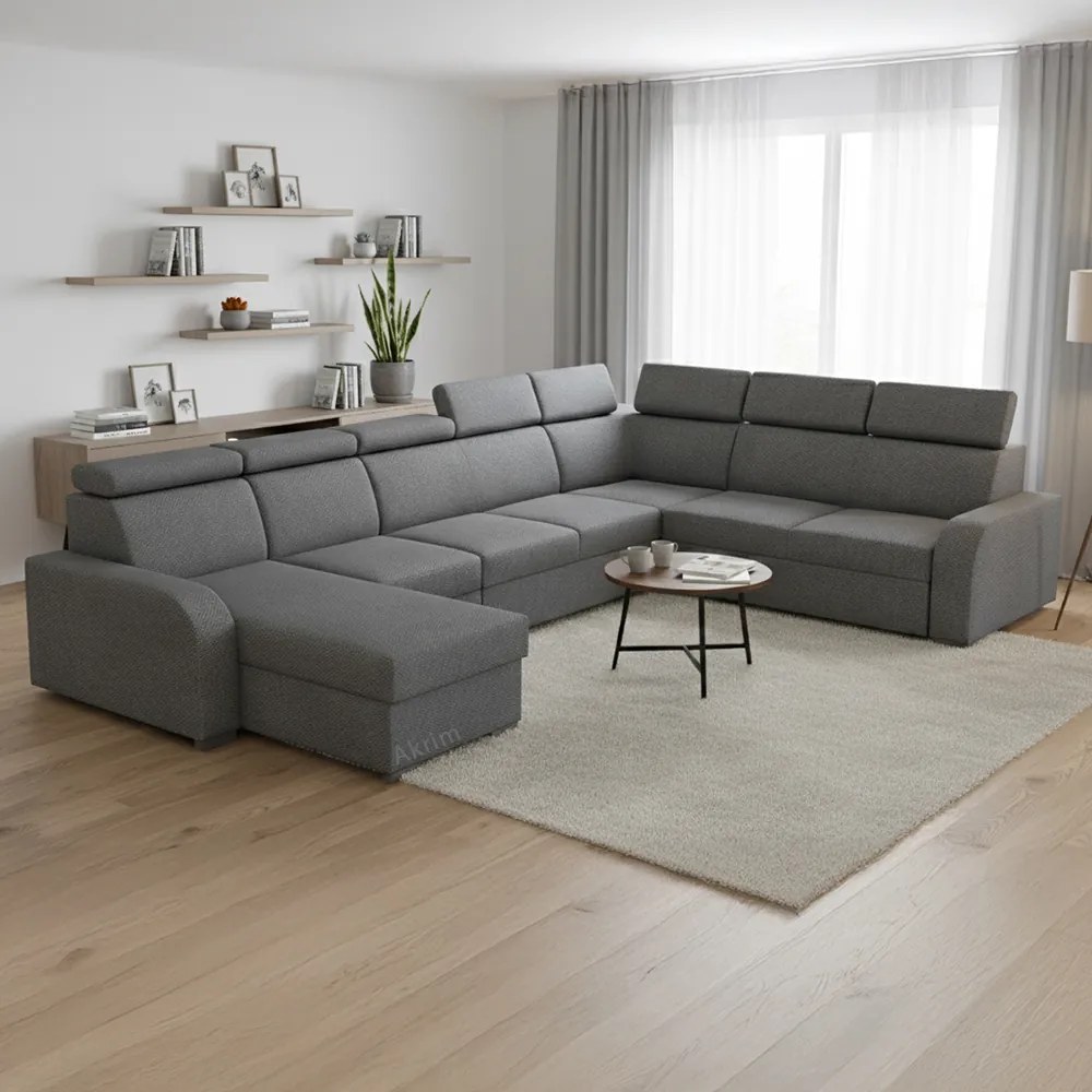 Sedací souprava OSLO U | 170x380x250 | rozkládací + 2x úložný prostor | VÝBĚR TKANIN