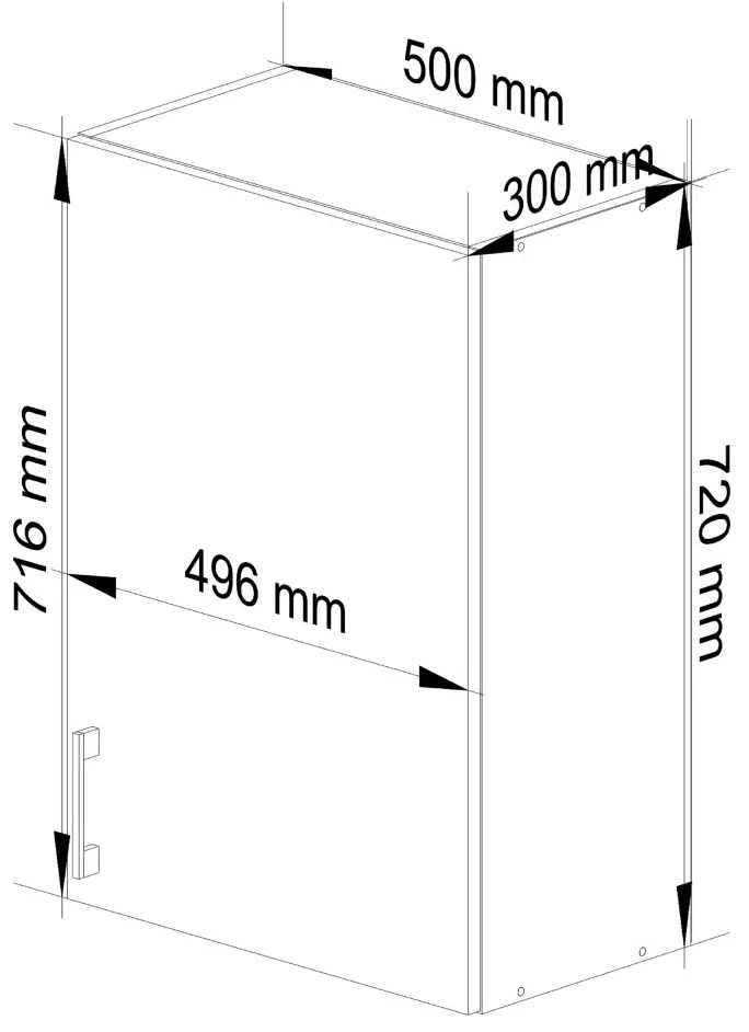 Kuchyňská závěsná skříňka W 50cm D1 H720 Artus bílá/sonoma