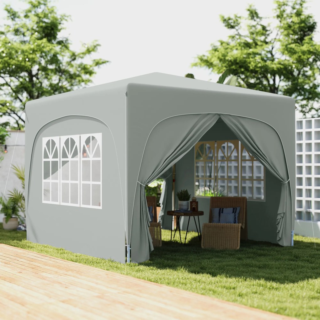 Outsunny Pavilon 3x3m, Voděodolný Stabilní Zimní Skládací Pavilon s UV Ochrannou 50+, Skládací Party Stan s 4 Bočními Panely a Taškou pro Přenášení, …