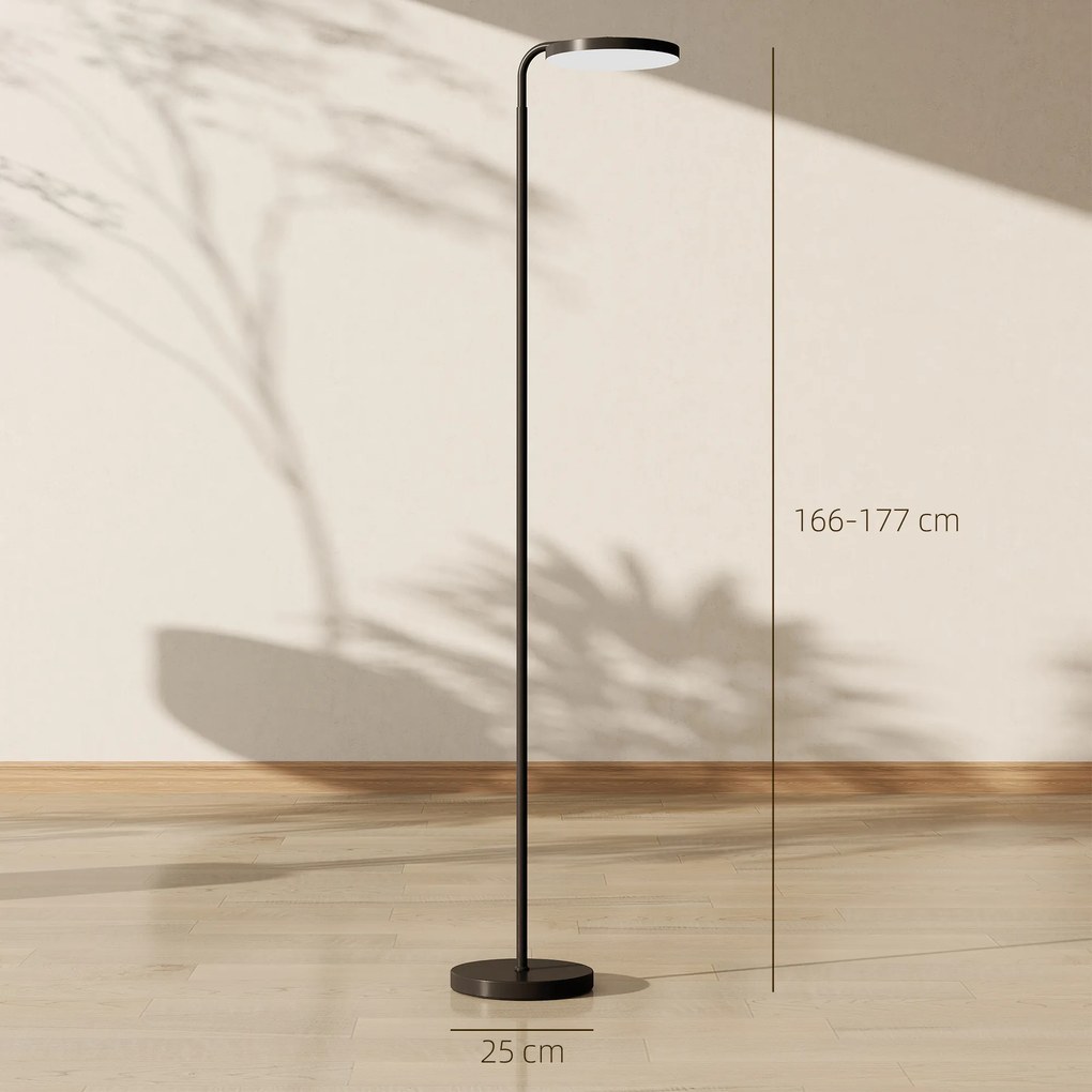 HOMCOM LED stojací lampa s magnetickým dálkovým ovládáním, flexibilně nastavitelná, otočná, kov, černá
