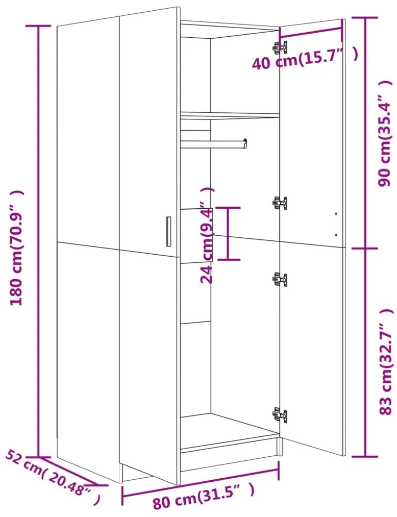 vidaXL Marketos Šatní skříň dub sonoma 80 x 52 x 180 cm kompozitní dřevo
