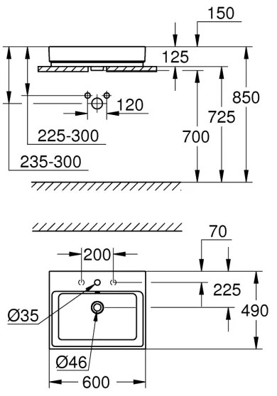 GROHE 3947700H - Umyvadlo CUBE CERAMIC 600 × 490 mm keramika/bílá