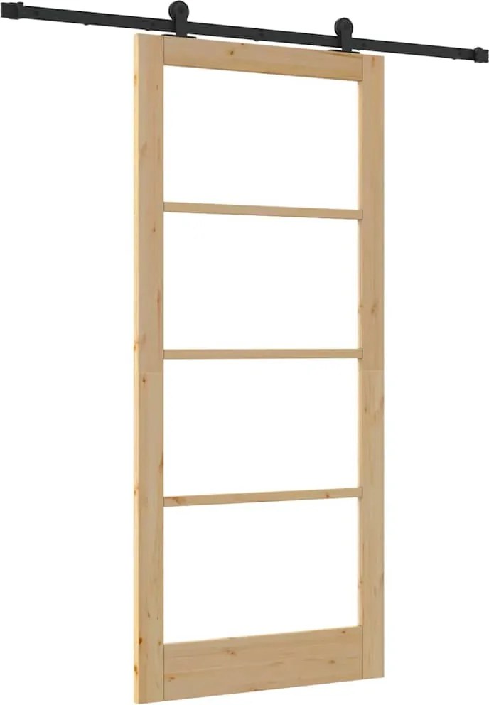 Posuvné dveře ORKDAL 93 x 211 cm Masivní borové dřevo a sklo 3332009