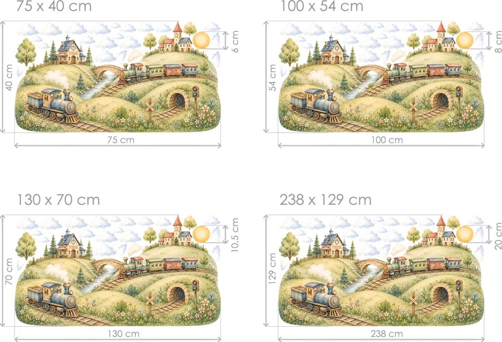 Kopečkov Vláčkov samolepky na zeď pro kluky arch 75 x 40 cm