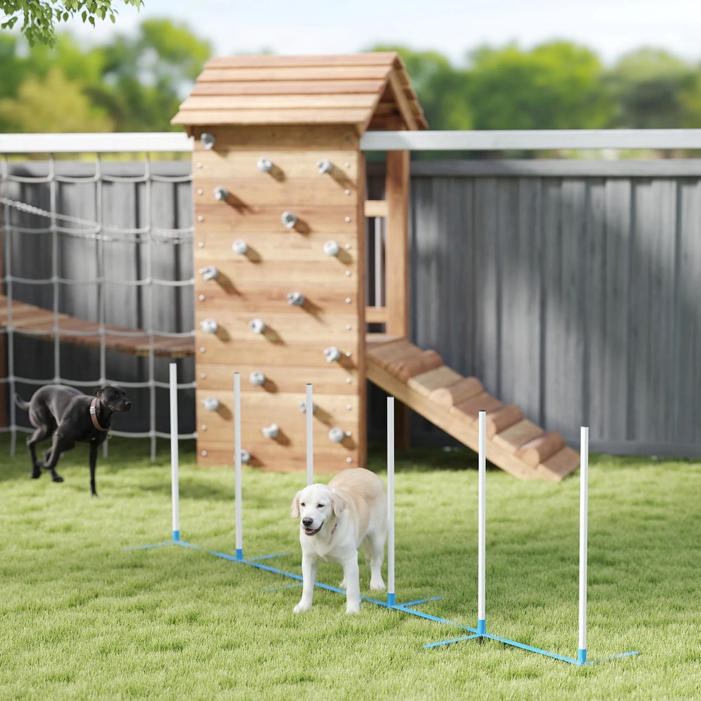 Sada pro trénink agility pro psy PawHut s pytlem z polyesteru 600D bílo modrá 305 x 60 x 94 cm pro psí sporty | Aosom.de