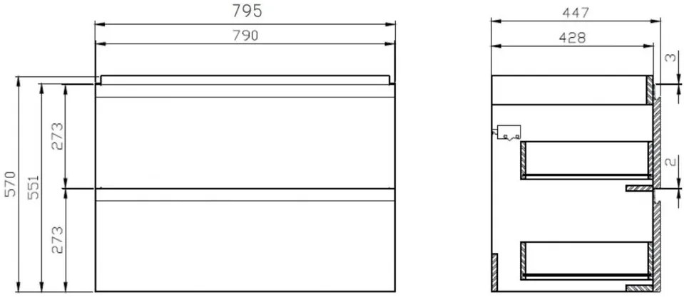 Cersanit - SET skříňka + umyvadlo, bílý lesk, Moduo 80, S801-221-DSM