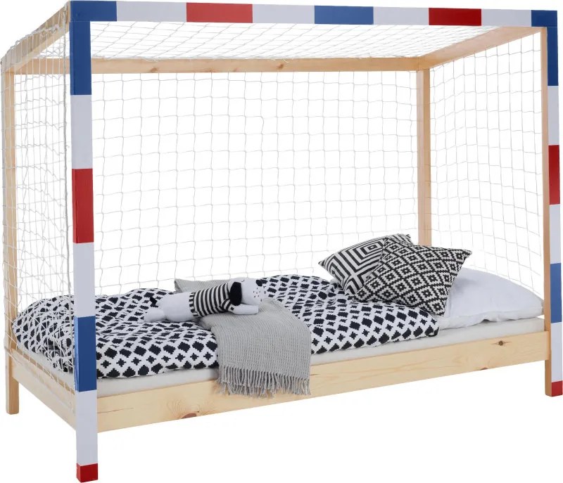 Montessori postel 90x200, přírodní/bílá/modrá/červená, FUTAL Kondela 0000396833