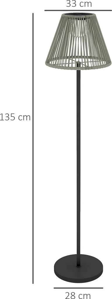 Outsunny Solární stojací lampa ratan Solární lampy se světelným senzorem 25 LED světel Solární světlo v boho stylu Ø33 x 135 cm