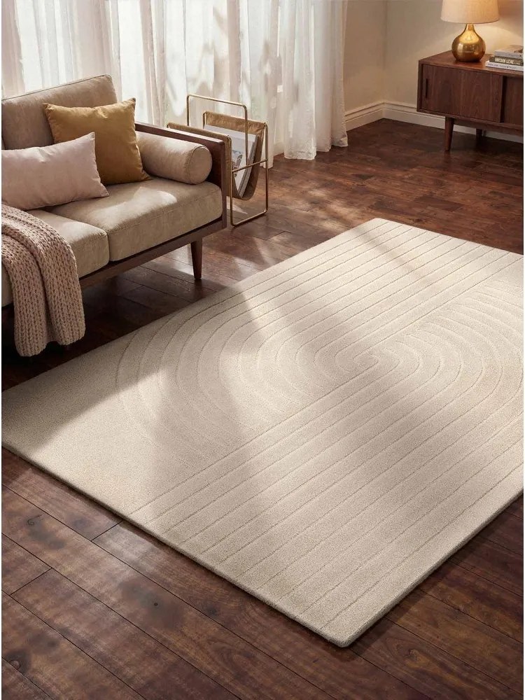 Krémový ručně tkaný vlněný koberec 80x150 cm Arcura – Vikosa