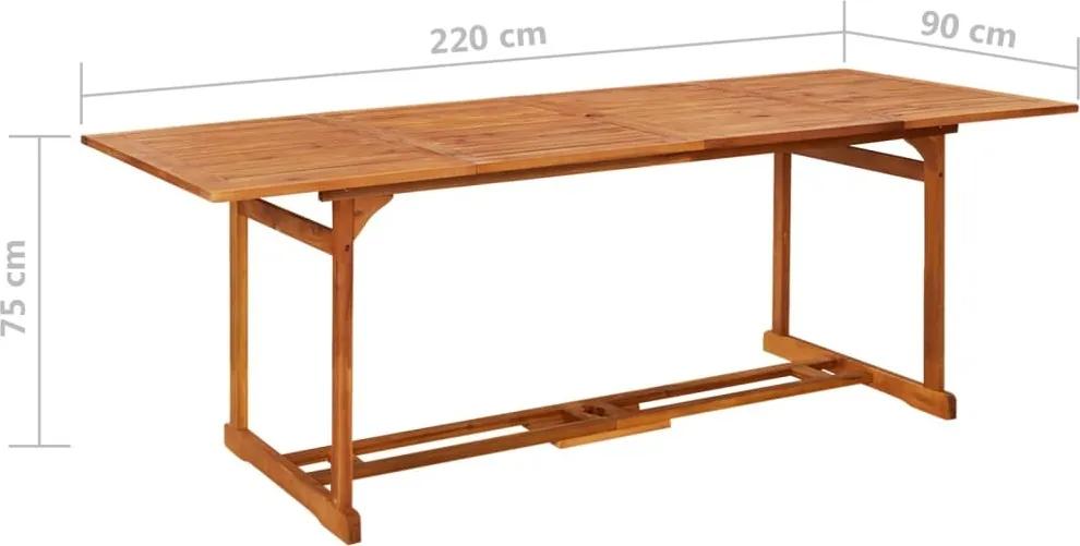 vidaXL Zahradní jídelní stůl 220 x 90 x 75 cm masivní akáciové dřevo [315946]