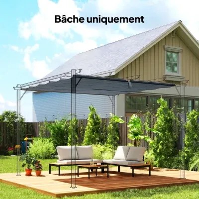 Outsunny kryt pro pergolu plachta pro 3 x 3 m, polyester 180 g/m³, UV ochrana 30+, tmavě šedá