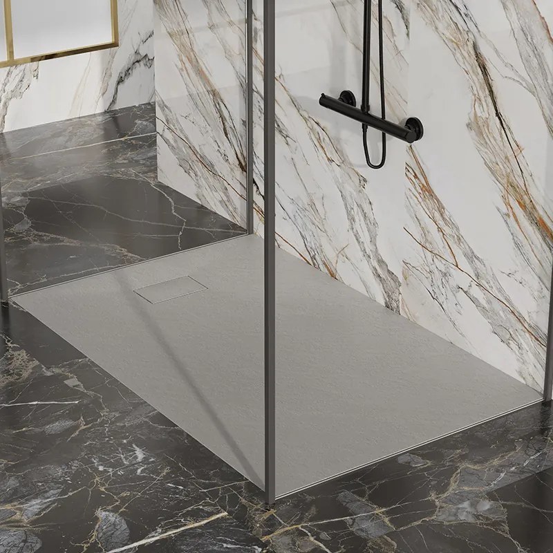 BPS-koupelny Obdélníková akrylátová sprchová vanička HYD-OSV-JUKO 130x80 šedá