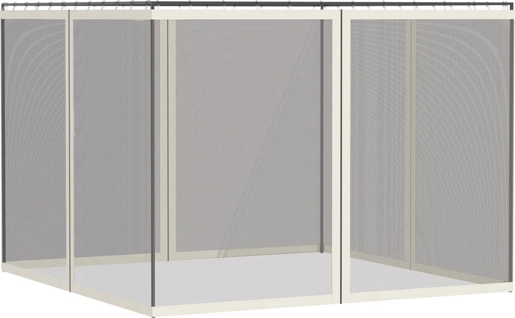 Outsunny Odpuzovače Komárů pro Altán Marquee Zahradní Pavilon 3 x 4 m - sada 4 zipových odpuzovačů komárů + upevňovací háky - polyester nylon | Aosom