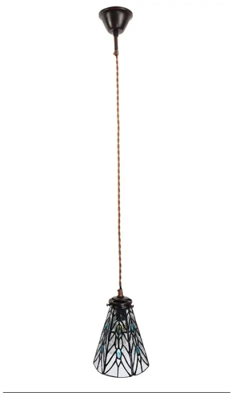 Závěsná Tiffany lampa modré kamínky Blue Gems – 15x115 cm