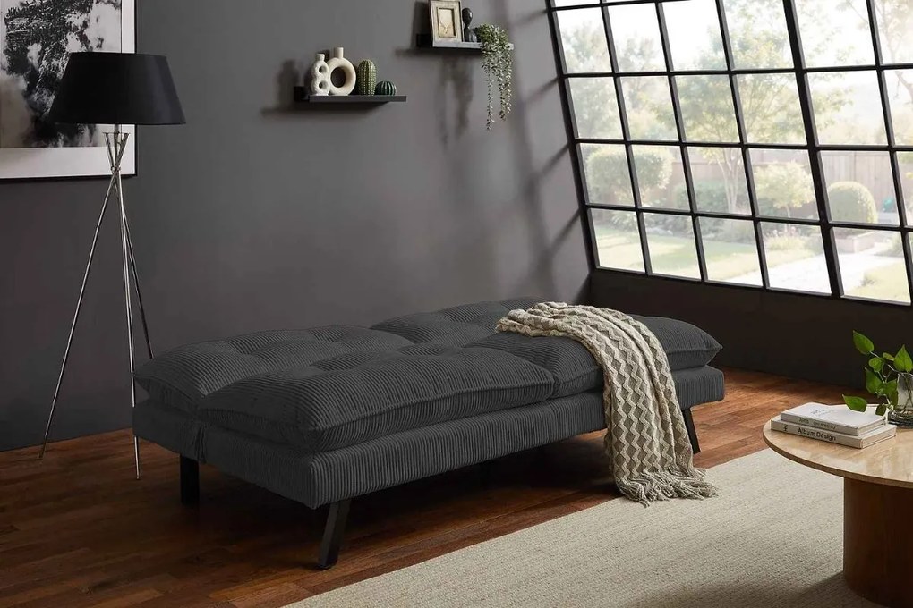 Designová rozkládací pohovka Yehudah 190 cm šedý manšestr