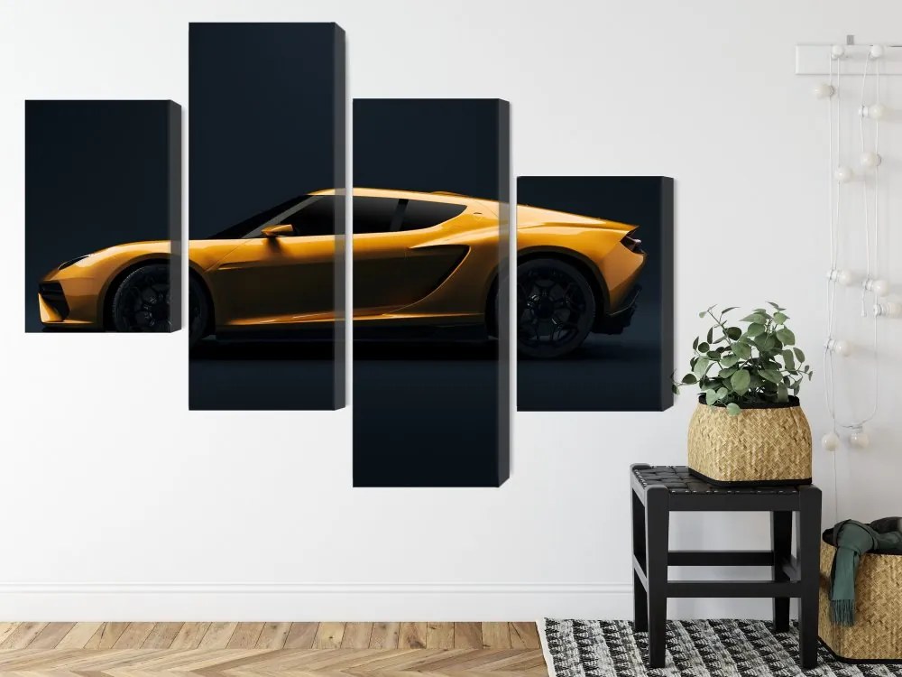 Vícedílný obraz Žluté 3D Sportovní Auto Nedostatek Nedostatek Plátno Canvas 120x75