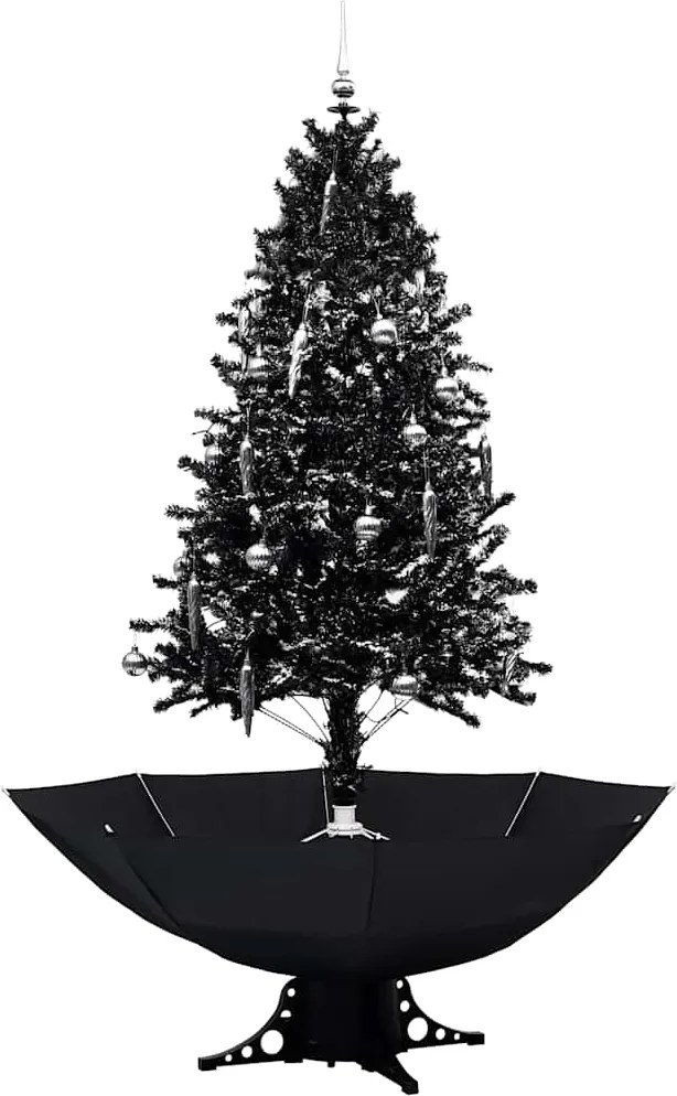 Sněžící vánoční stromek s deštníkovým stojanem černý 190 cm PVC 289934