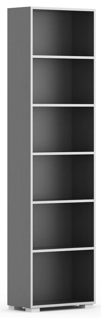 Knihovna SILVER LINE, 1 sloupec, 2230 x 600 x 400 mm, grafit