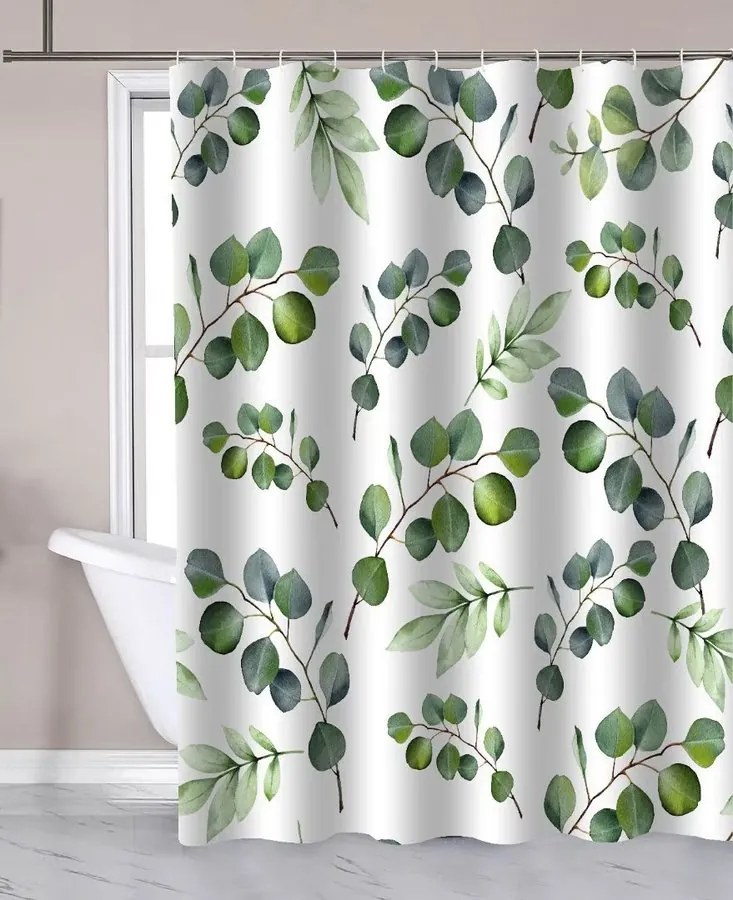 Aqualine Aqualine, Sprchový závěs 180x180cm, polyester, eukalyptus, ZP015