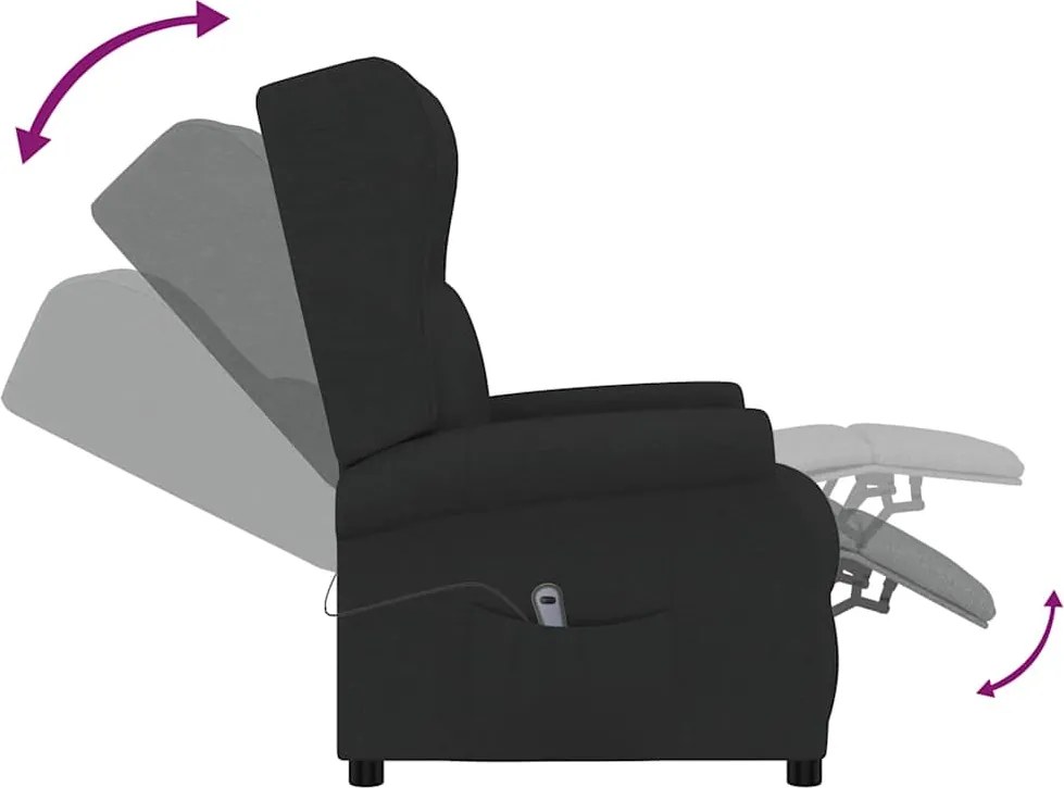 Elektrické polohovací křeslo ušák černé textil 3098321