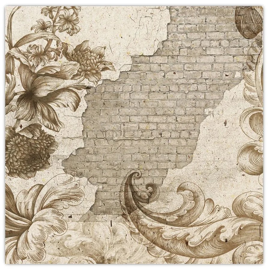Obraz - Zeď s květy (30x30 cm)