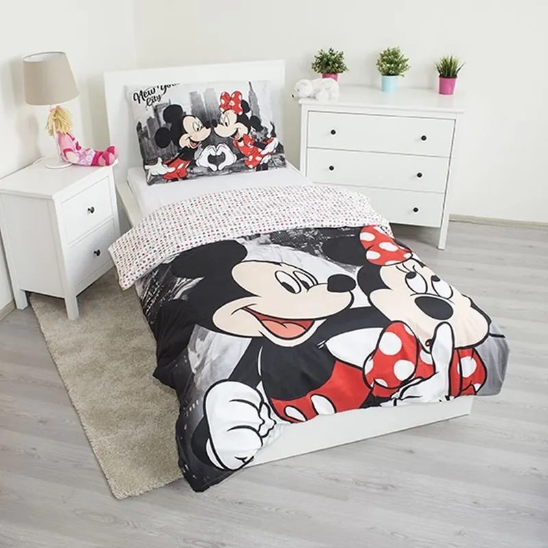 JERRY FABRICS Povlečení Mickey a Minnie v New Yorku 02 Polyester 140/200, 70/90 cm