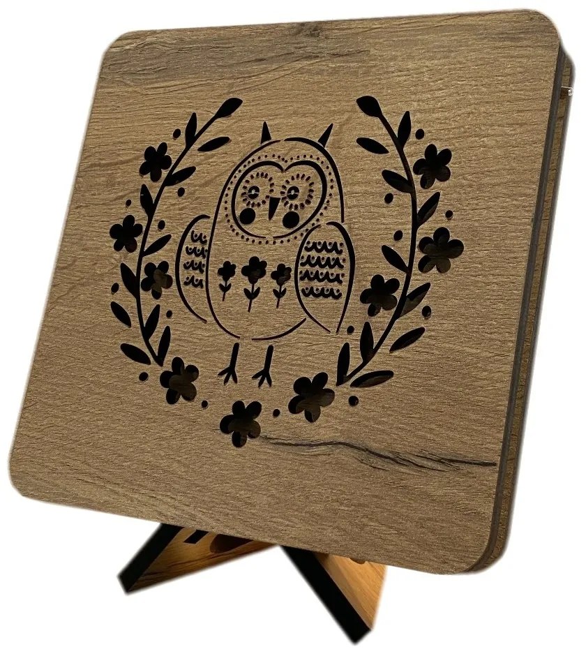 Li-Go "Sovička" lampa 19x19cm provedení povrchu: ořech
