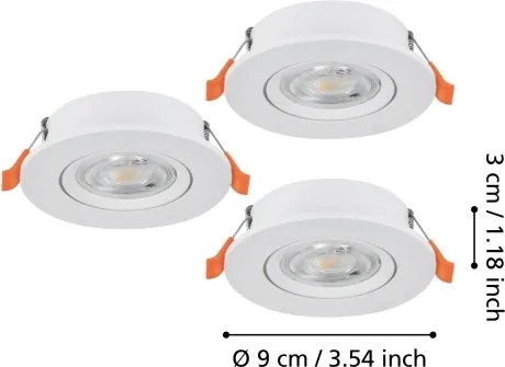 Eglo 902262 - SADA 3x LED Podhledové bodové svítidlo BARRANCO LED/4,8W/230V bílá
