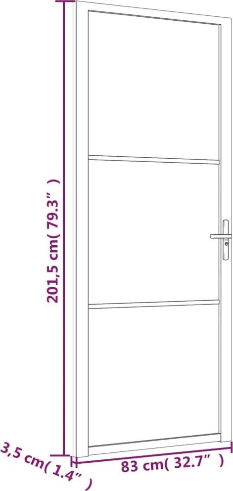 vidaXL Interiérové dveře 83 x 201,5 cm bílé ESG sklo a hliník [350561] Barva: Bílá a průhledná