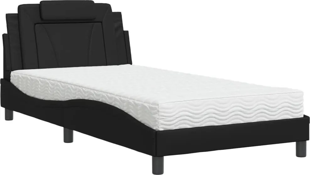Postel Viana s matrací černá 100 x 200 cm umělá kůže 3208775