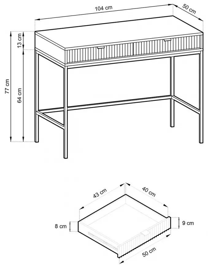 Toaletní stolek Nova 104 cm bílý/černý